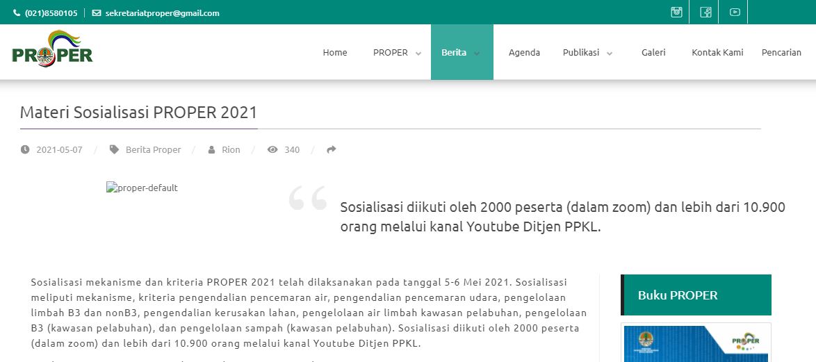 Silahkan Download Materi Sosialisasi Mekanisme PROPER KLHK Tahun 2021 – Pekerja Sosial dan PROPER